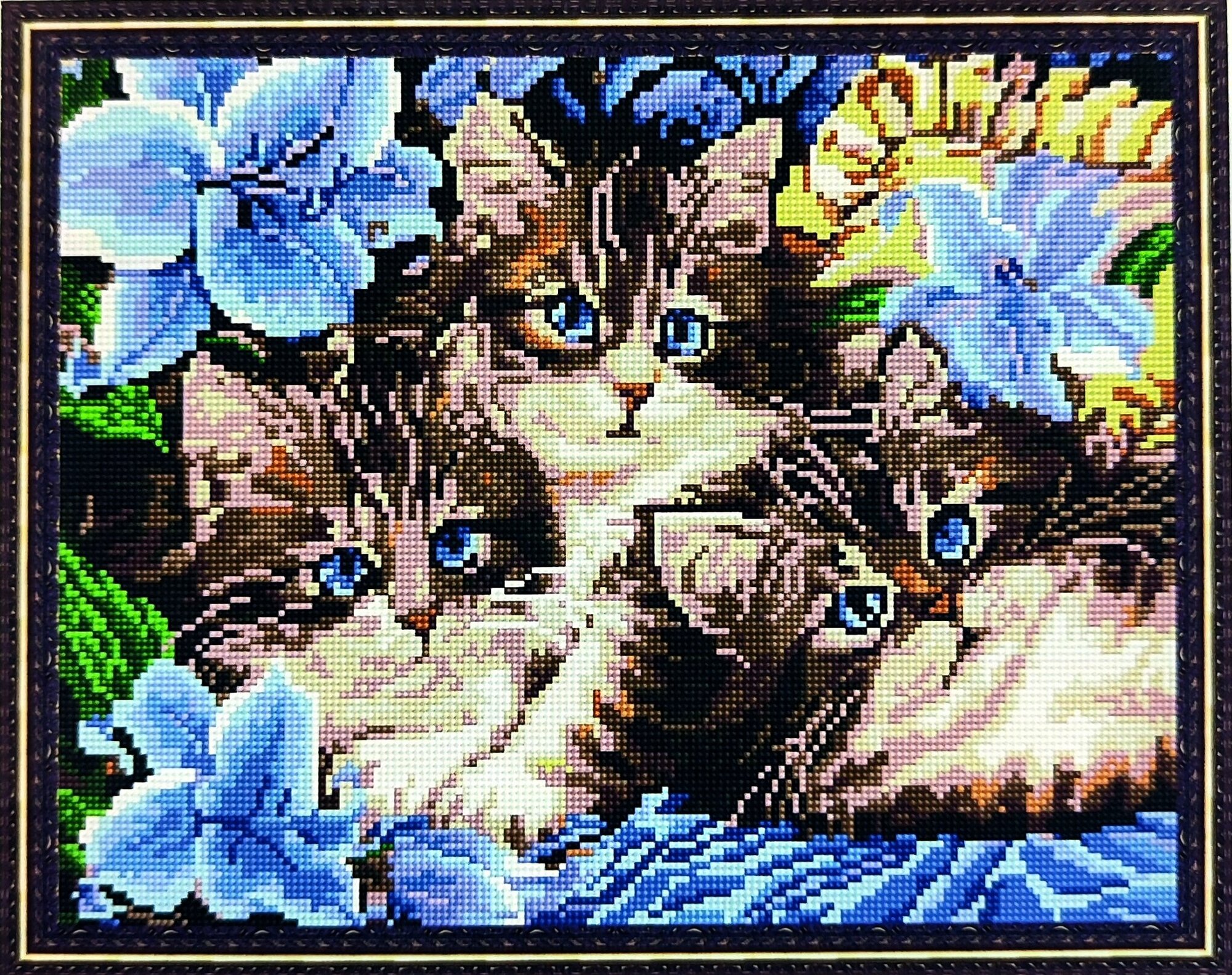 Алмазная мозаика 40x50см круглые стразы домашние животные, котики, собачки, кот, собака