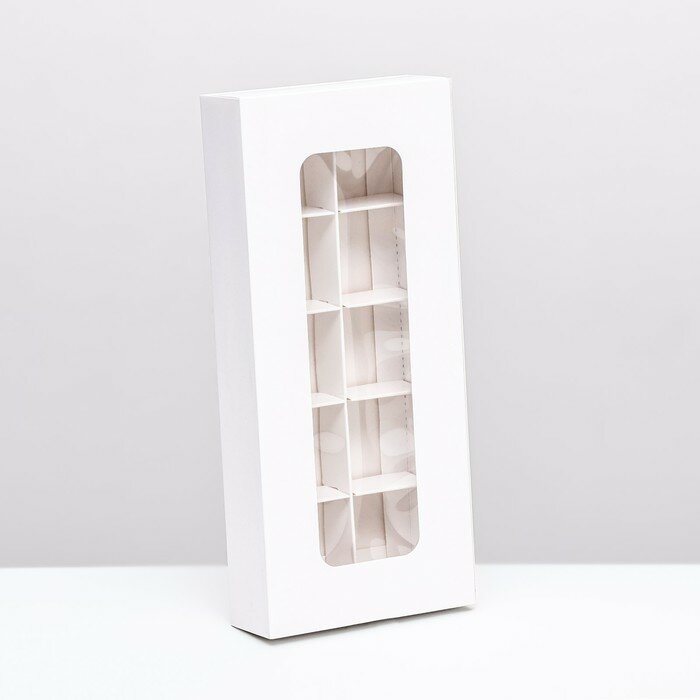 Коробка для 10 конфет, белая, 9,8 х 22 х 3,5 см. Кондитерская упаковка