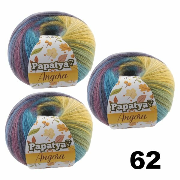 Пряжа для вязания Kamgarn Papatya Angora Batik (Камгарн Папатья Ангора Батик) / цвет 62 / 3 мотка / 550м/100г, шерсть 20%, акрил 80%