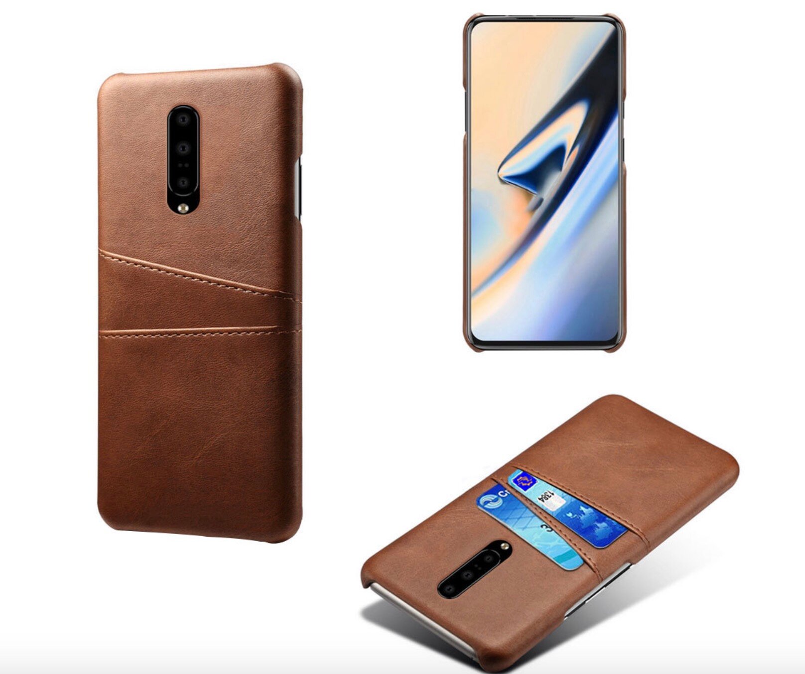 Чехол панель-накладка Чехол. ру для Motorola Moto E5 Plus из качественной импортной кожи с визитницей с отделением для банковских карт мужской женск.