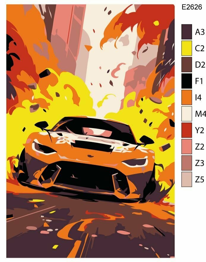 Детская картина по номерам E2626 "Спортивный автомобиль Ford Mustang" 20x30