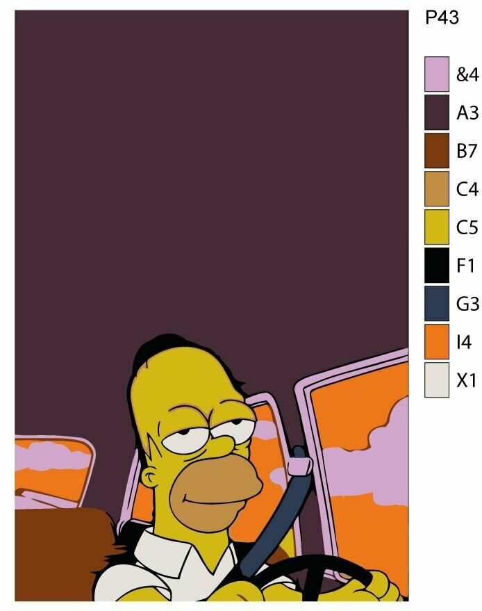 Детская картина по номерам P43 "Симпсоны. Гомер Симпсон" 20x30