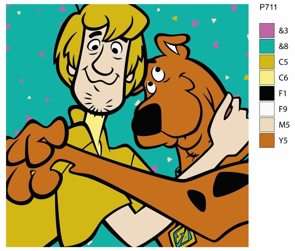 Детская картина по номерам P711 "Мультсериал Скуби-Ду. Шэгги Роджерс и Скуби-Ду" 30x30