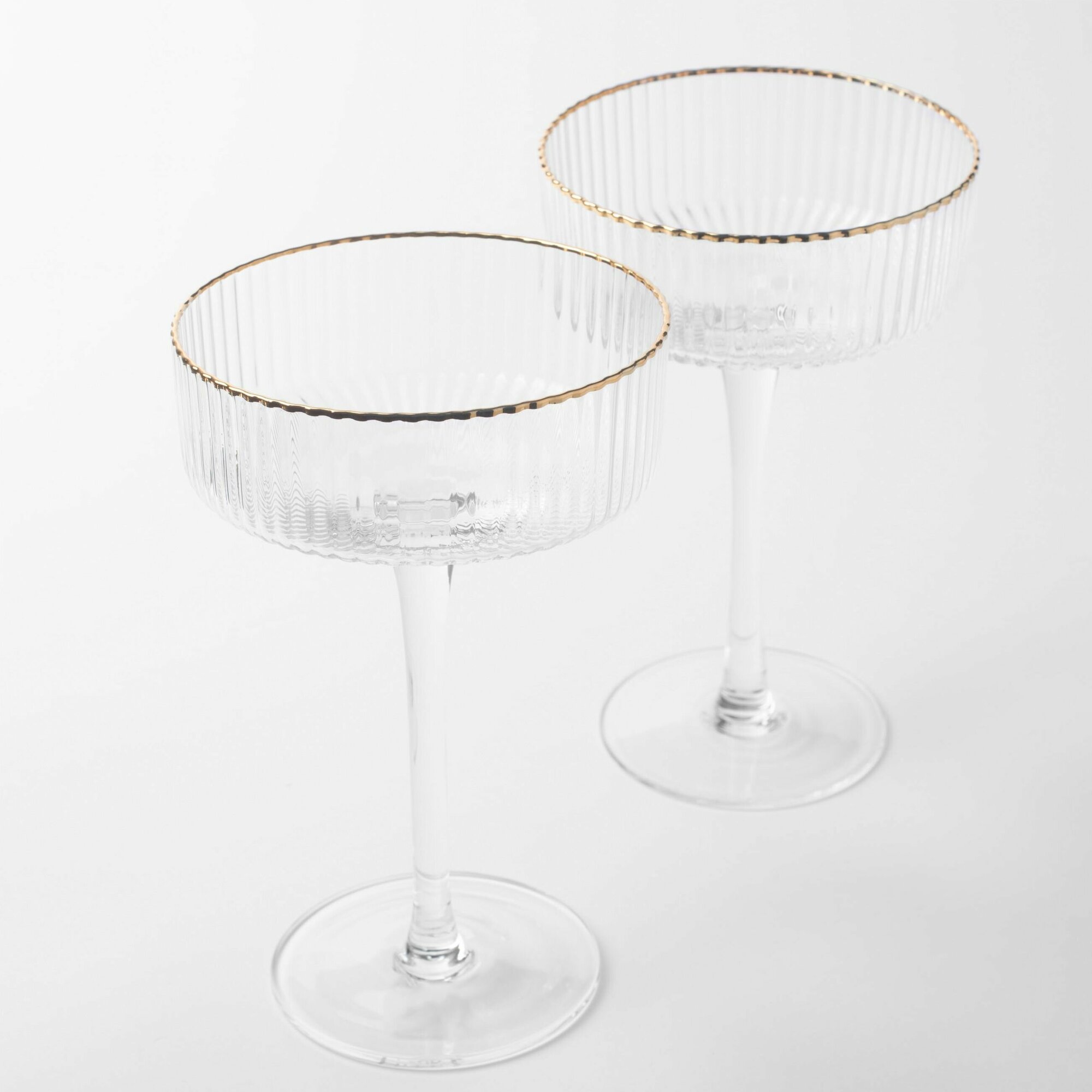 Бокал-креманка для шампанского, Kuchenland, 200 мл, 2 шт, стекло Р, с золотистым кантом, Ribby