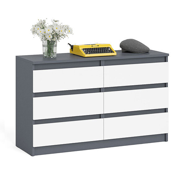 Комод Мори МК1200.6, цвет графит/белый