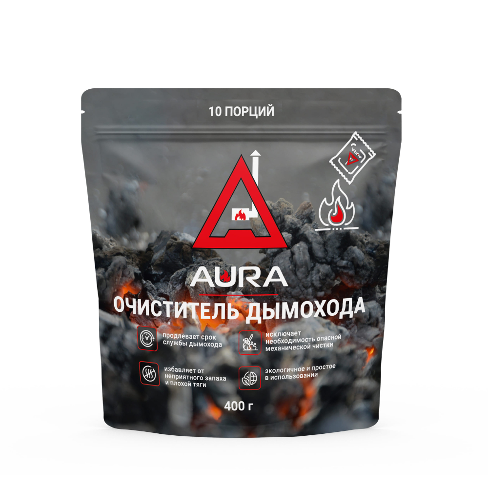 Средство для удаления сажи для дымохода Aura Удалитель сажи, 400 г.