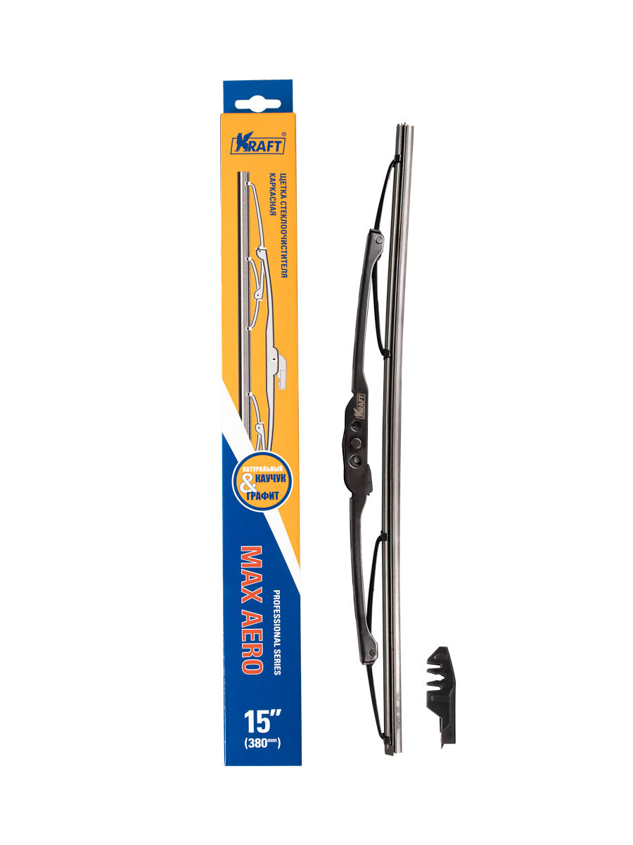 Щетка стеклоочистителя каркасная Kraft KT-830036, 38 см, всесезонная, графитовая