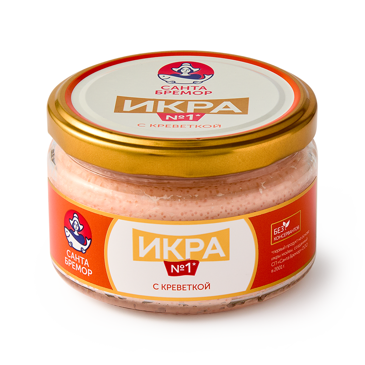 Икра деликатесная Санта Бремор, с креветкой, в стеклянной банке, 180 г