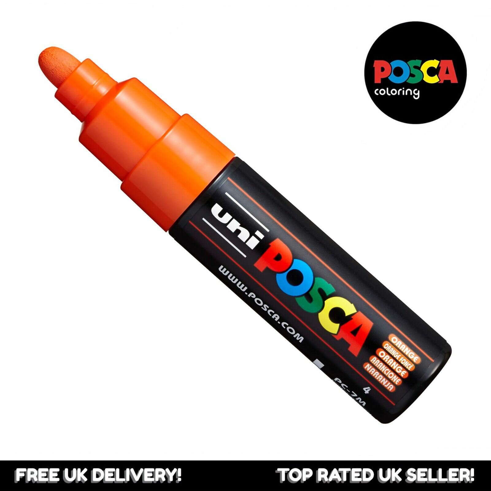 Маркер Uni POSCA PC-7M 4 оранжевый 4,5-5,5 мм пулевидный наконечник 1 шт