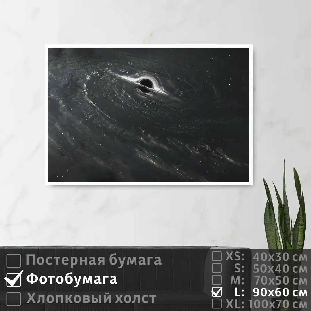 Постер на фотобумаге Черная Дыра В Космическом Пространстве 90х60 см ПолиЦентр