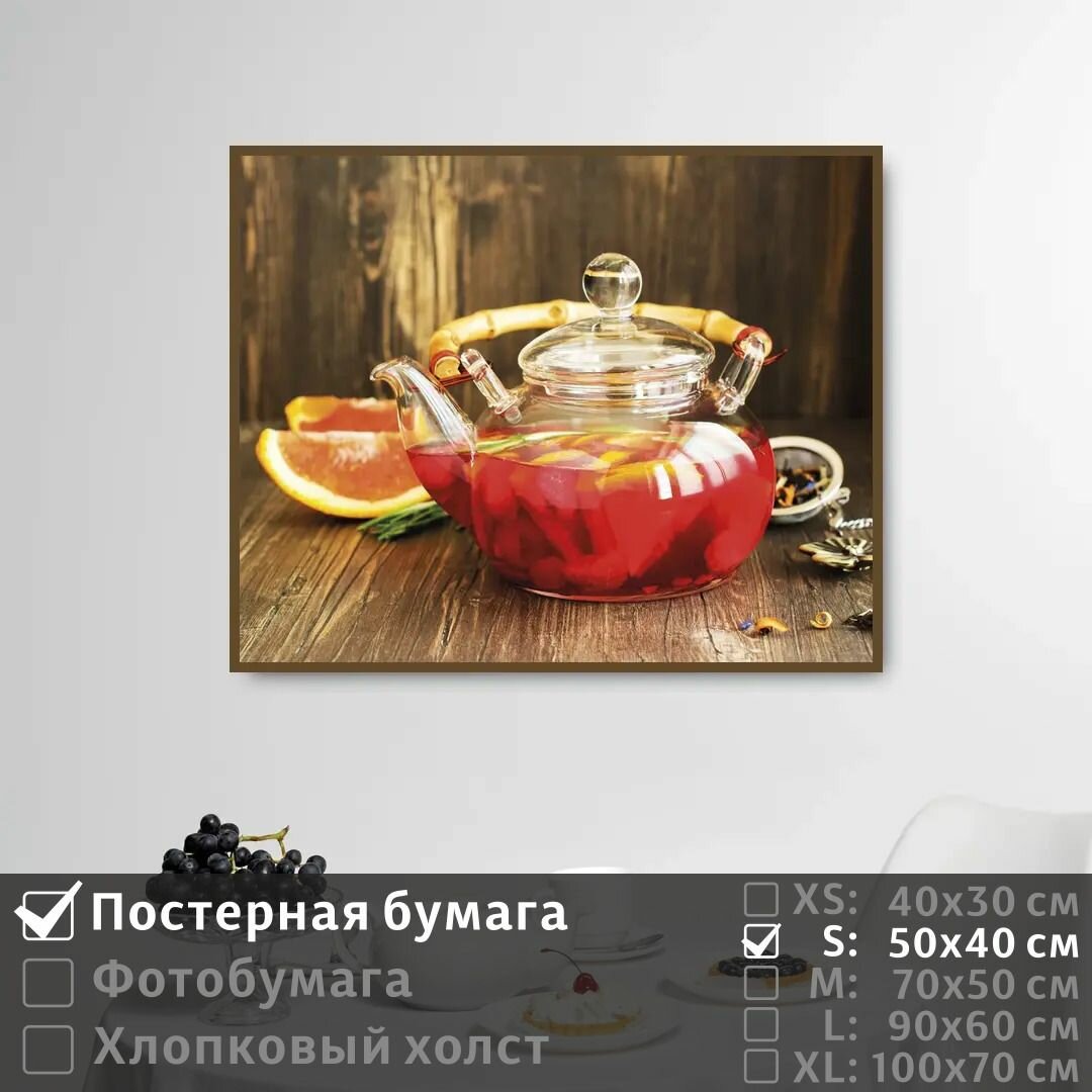 Постер на стену Фруктовый Чай 50х40 см ПолиЦентр