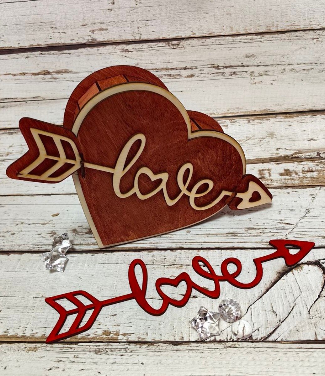 Шкатулка деревянная "Сердце"