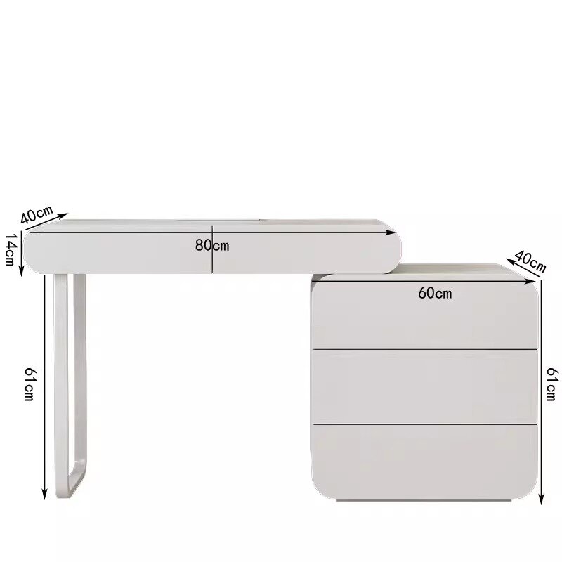 Туалетный столик с тумбой и зеркалом 80 см Solo Bianco (Стол 80см + тумба 60см)