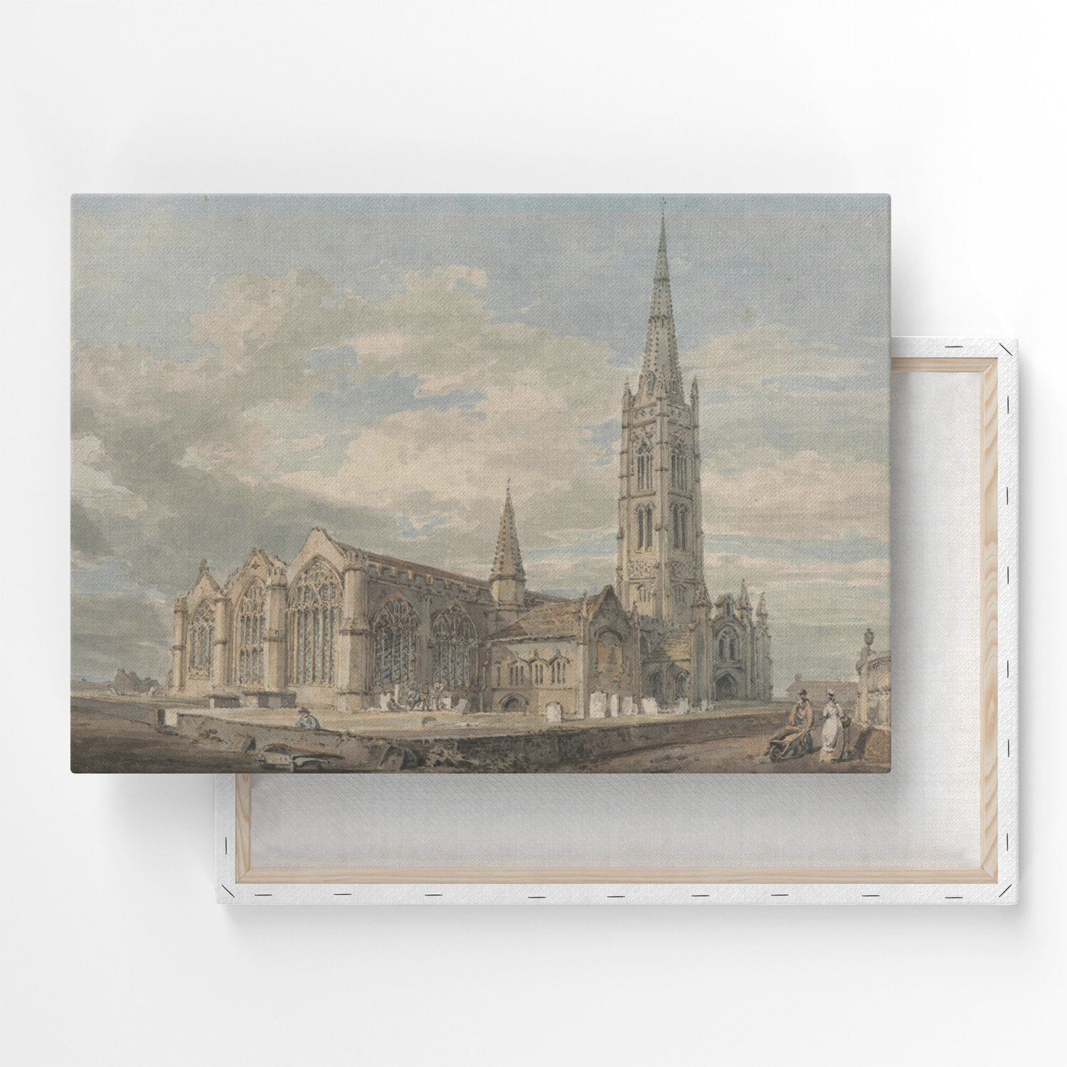 Картина на холсте, репродукция / Уильям Тёрнер - North East View of Grantham Church / Размер 30 x 40 см