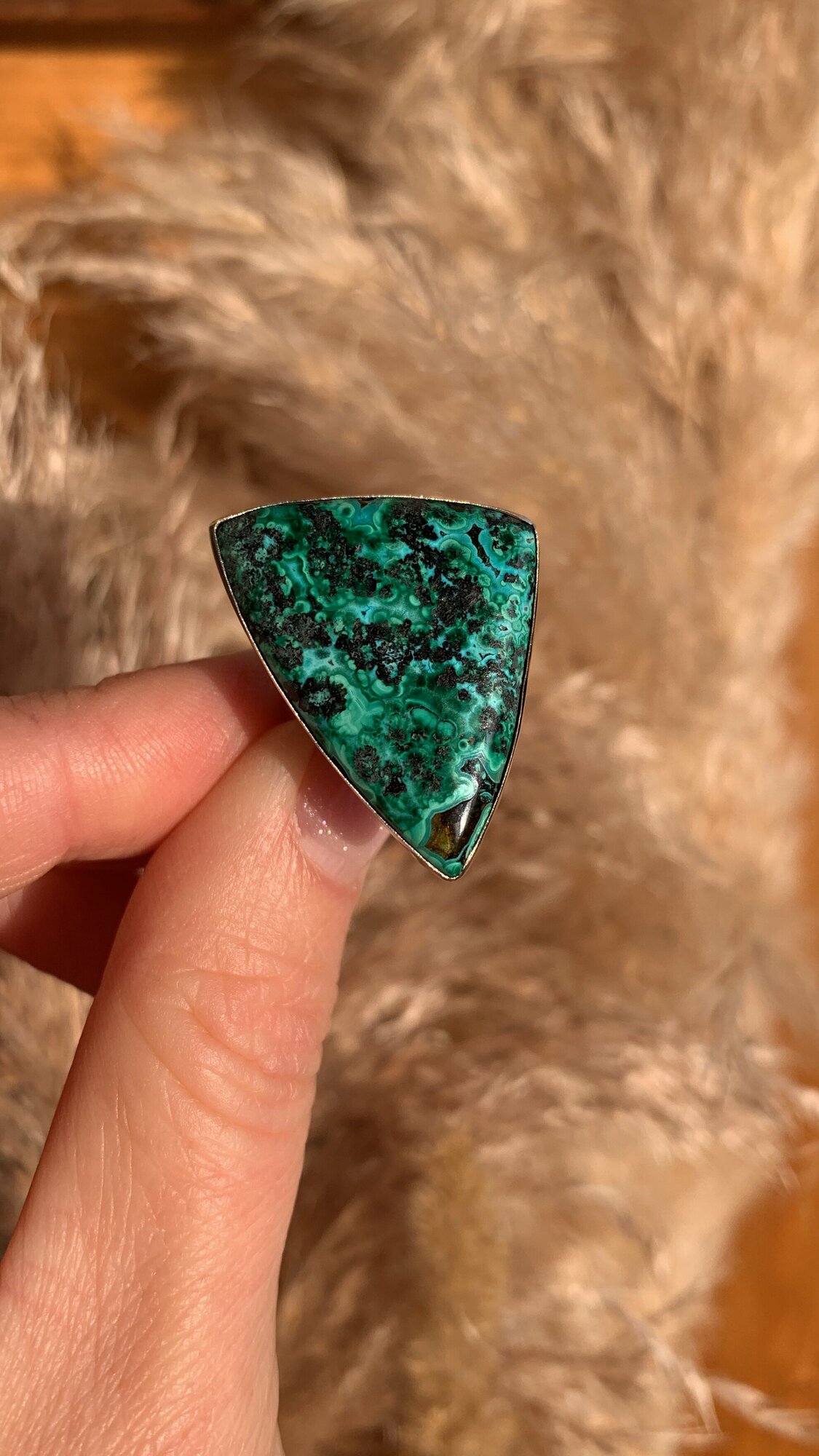 Кольцо, хризоколла, малахит