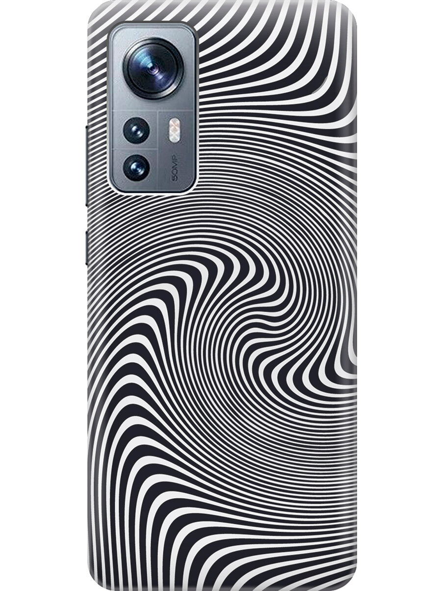 Силиконовый чехол на Xiaomi 12, 12X, Сяоми 12, 12Х с эффектом блеска "Черно-белая иллюзия"