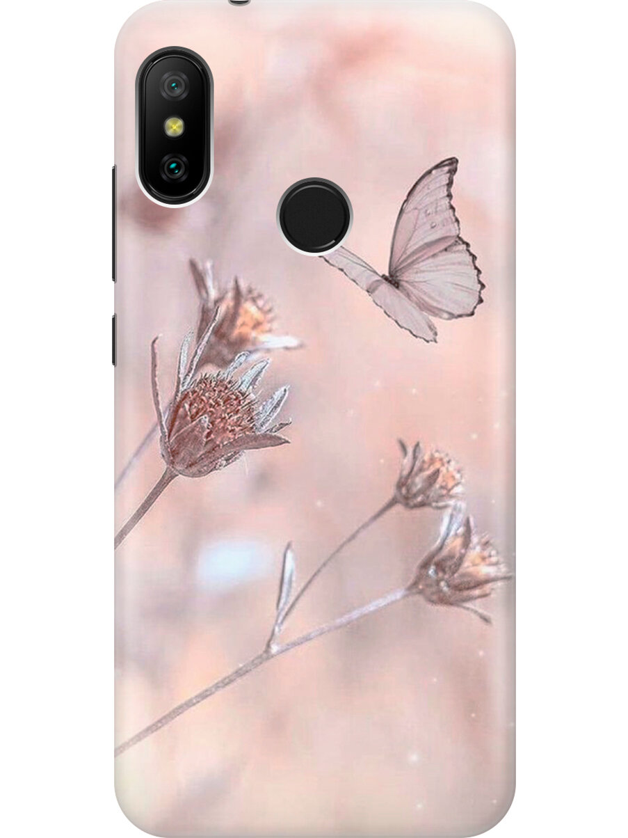 Силиконовый чехол на Xiaomi Mi A2 Lite, Redmi 6 Pro, Сяоми Ми А2 Лайт, Редми 6 Про с принтом "Бабочка"