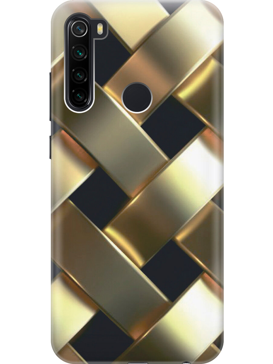 Силиконовый чехол на Xiaomi Redmi Note 8T, Сяоми Редми Ноут 8Т с эффектом блеска "Золотистое плетение"