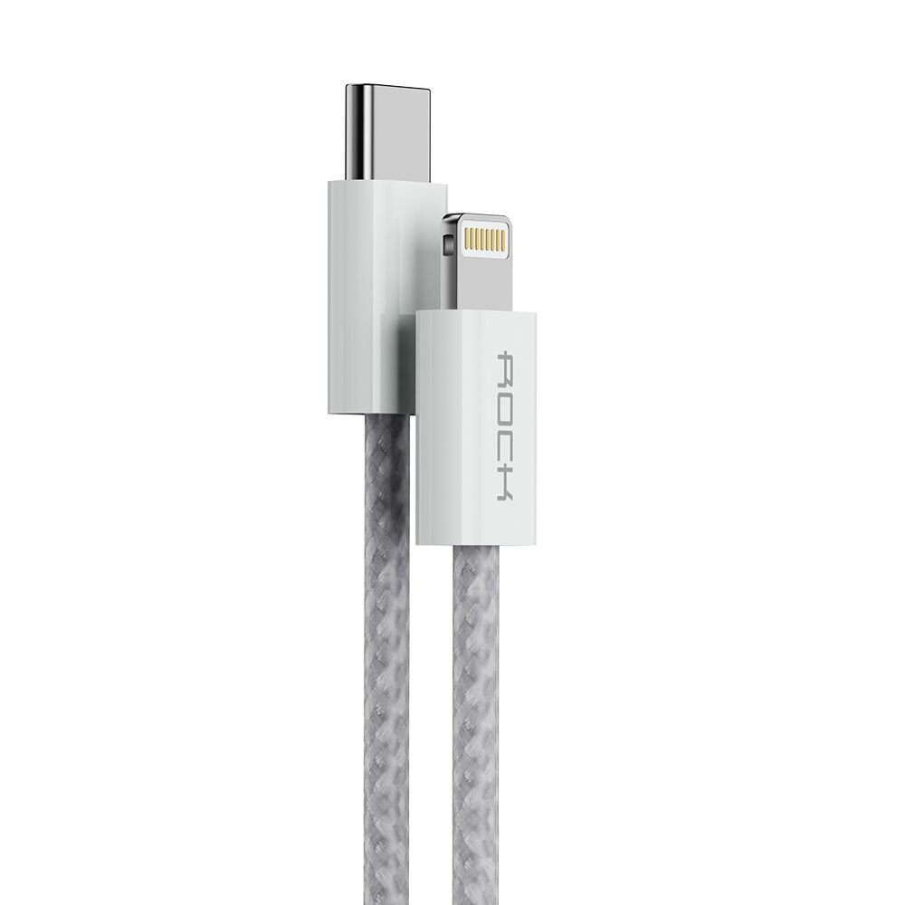 Кабель зарядный ROCK USB-C to Lightning, в нейлоновой оплётке, с быстрой передачей данных, 3A, 100 см. розовый