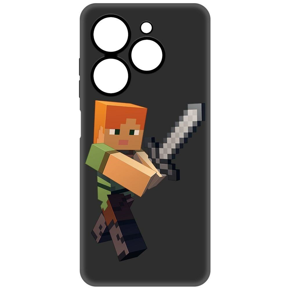 Чехол-накладка Krutoff Soft Case Minecraft-Алекс для TECNO Spark 20С черный