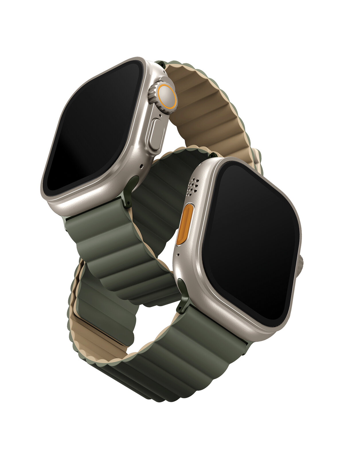 Uniq для Apple Watch 44/45/46/49 мм ремешок Revix reversible Magnetic Green/Tan