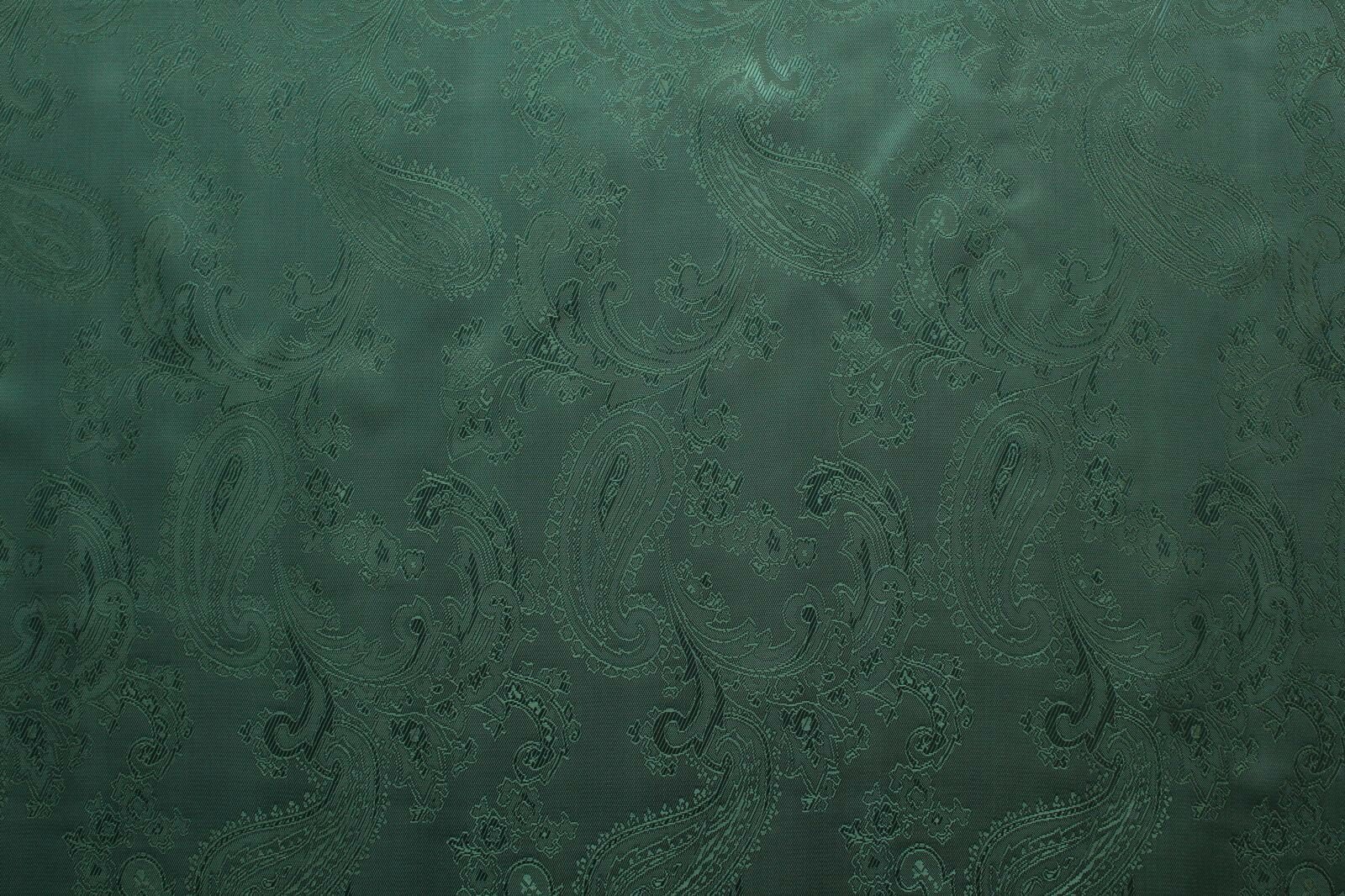 Ткань Жаккардовая подкладочная ткань Taffeta изумрудно-зелёная с узором пейсли, ш140см, 0,5 м