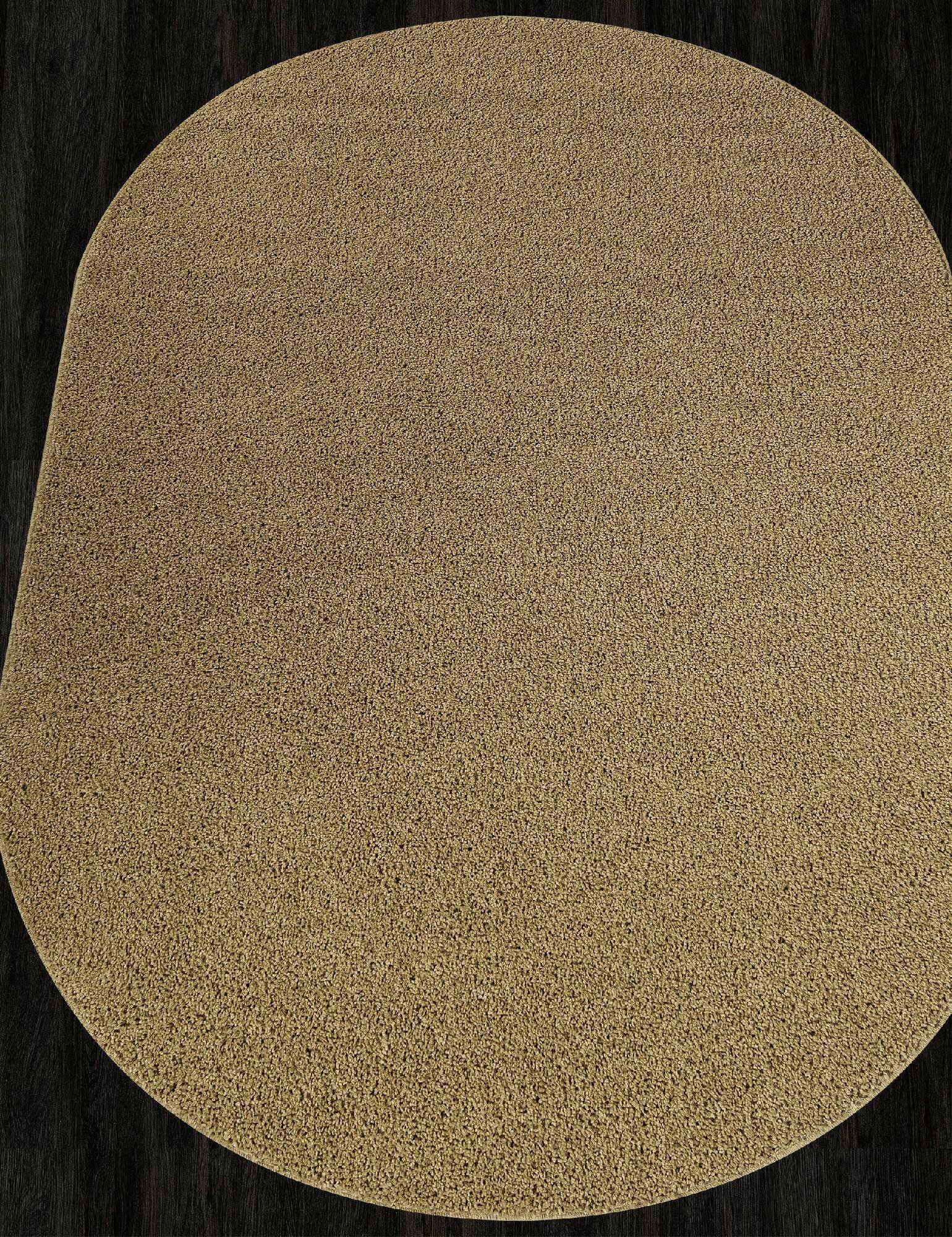 Ковер Овальный на пол в спальню в гостиную 120х170 см бежевый однотонный ворс 18 мм шегги 317506 KoverVDom