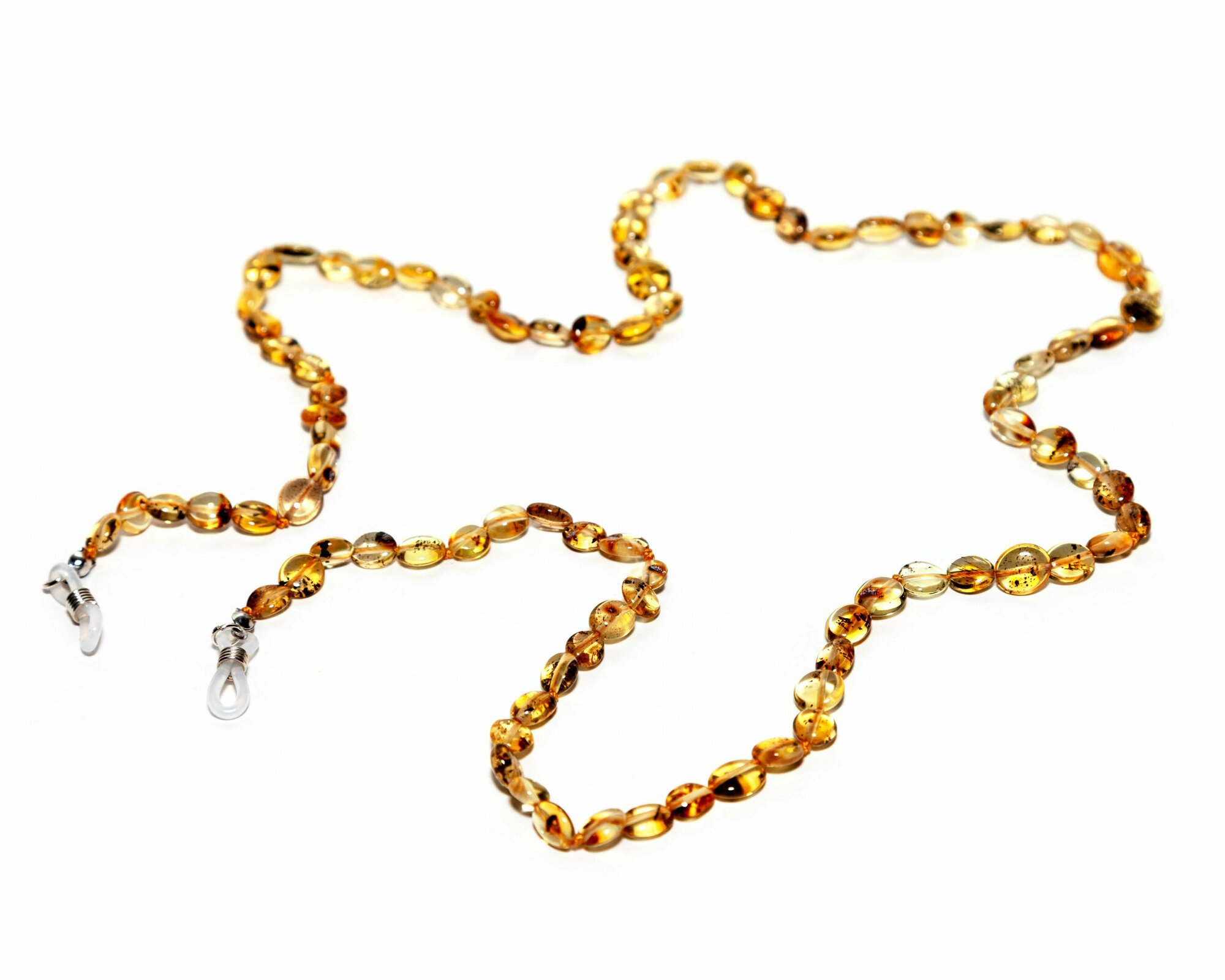 Держатель для очков из натурального янтаря, длина 70 см. Цепочка для очков натуральный камень