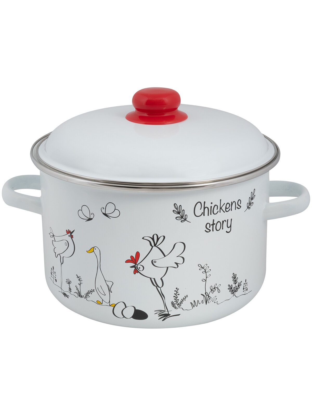 Кастрюля эмалированная ТМ FOOD ATELIER Chickens’stories, с крышкой, 5,5 л