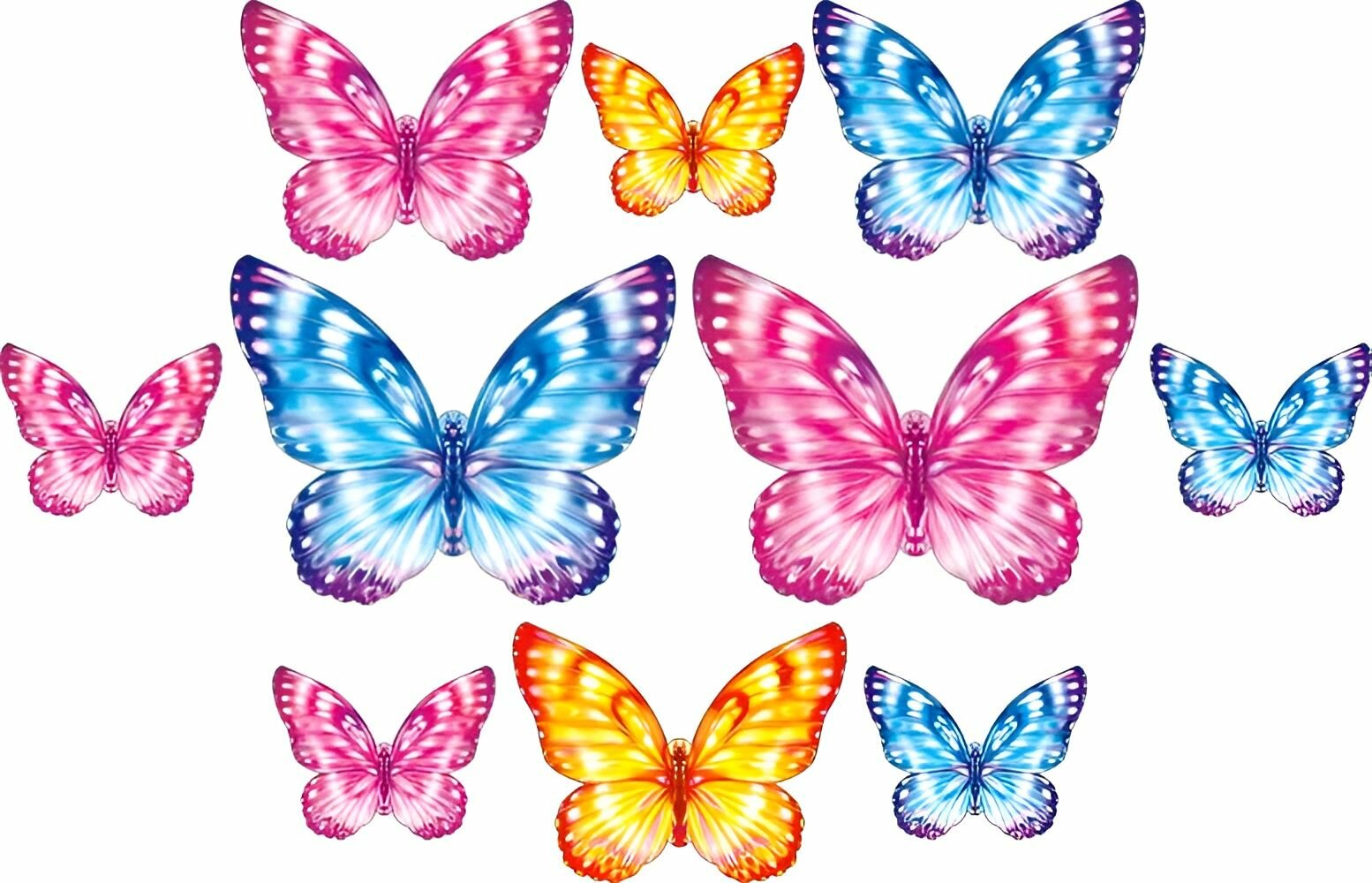 Набор мини плакатов "Бабочки", с блёстками, 10 шт.