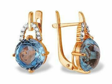 Серьги ЗлатаМира, золото, 585 проба, фианит, оникс