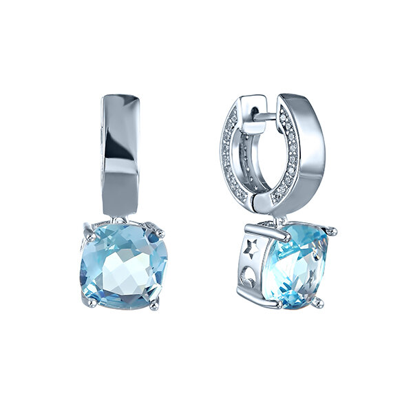 Серьги, серебро, 925 проба, фианит, стекло