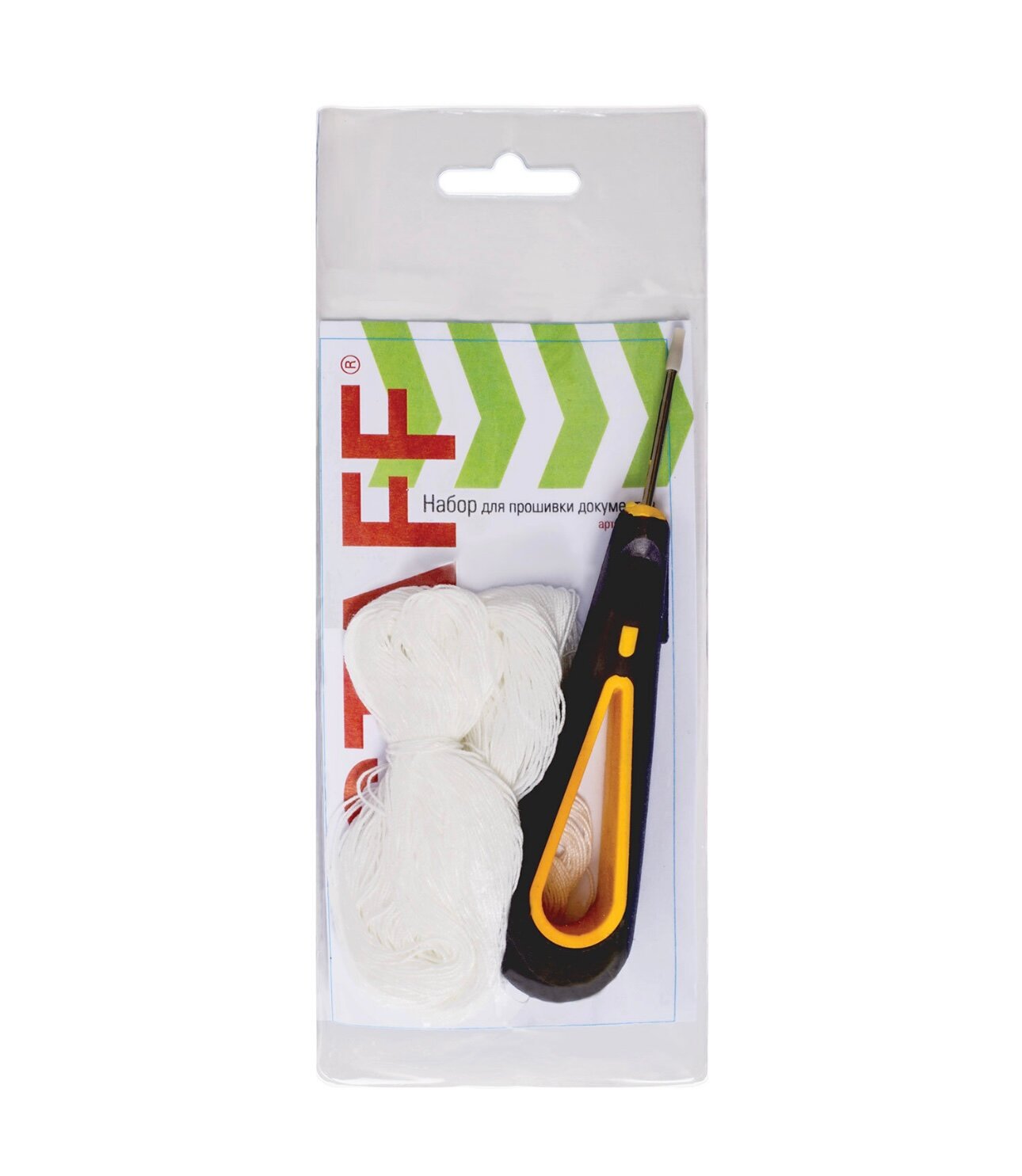 Набор для прошивки документов (шило с ушком, нить 60 м), в блистере, STAFF, 605383