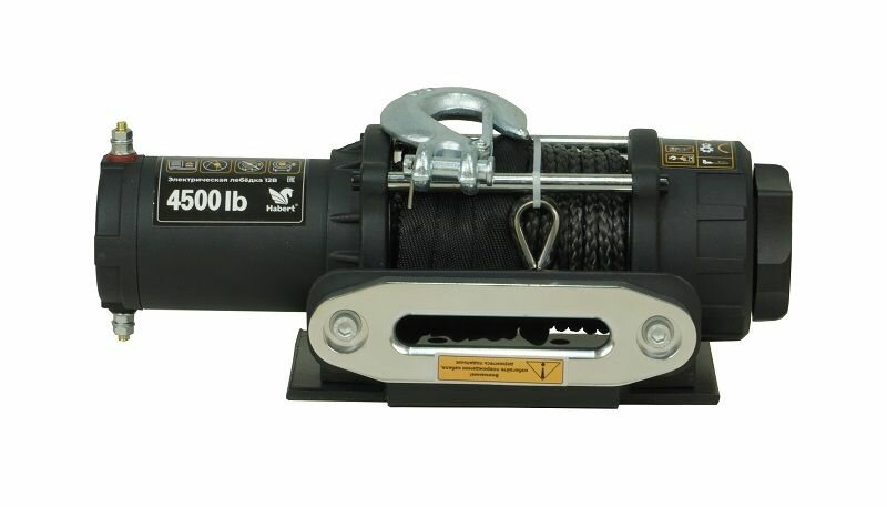 Лебедка Habert 4500LB, электрическая, синтетический трос, 15 м
