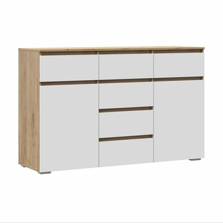 Комод МФ Стендмебель Хелен КМ 05, 6 ящиков, Дуб крафт золотой/белый