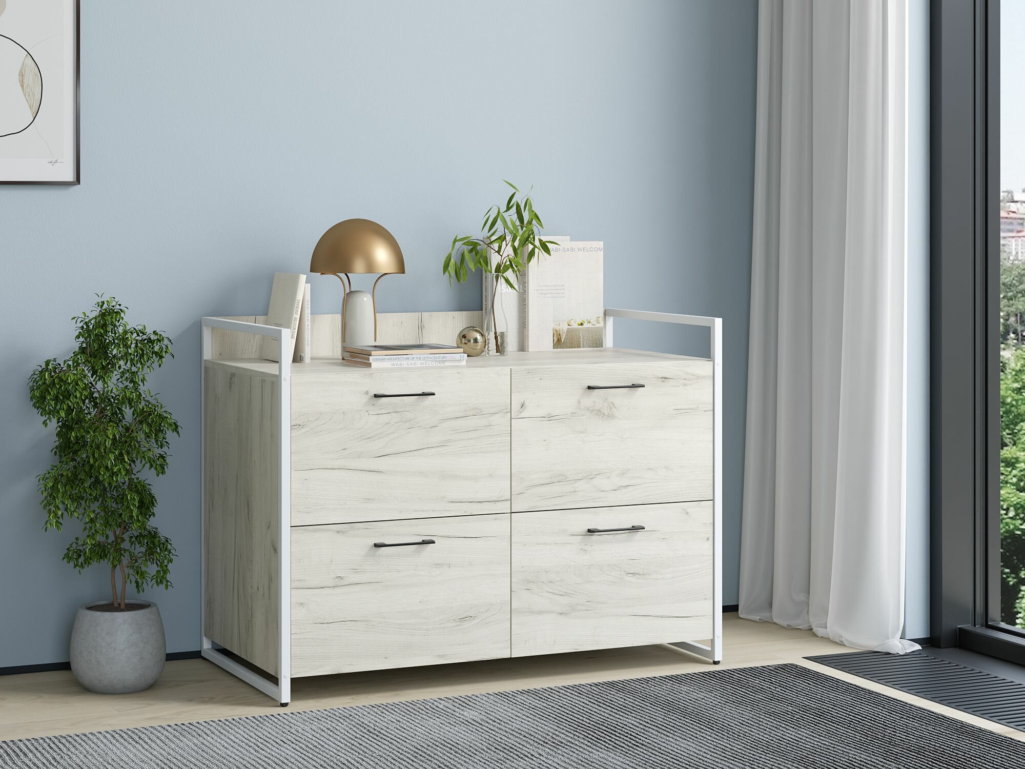 Комод Urban Лофт 01 Белый/Дуб крафт белый