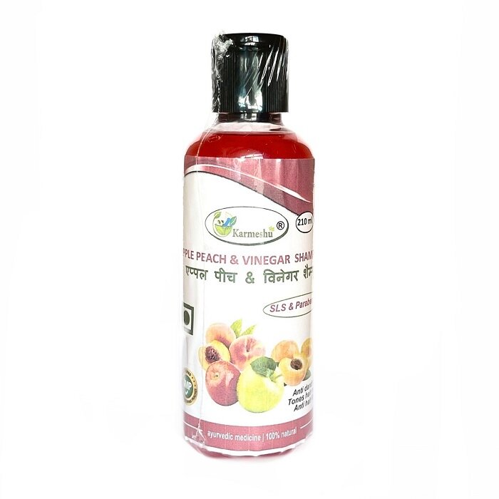 APPLE PEACH & VINEGAR SHAMPOO, SLS & Paraben Free, Karmeshu (Шампунь персик И яблочный уксус, без сульфатов и парабенов, Кармешу), 210 мл.