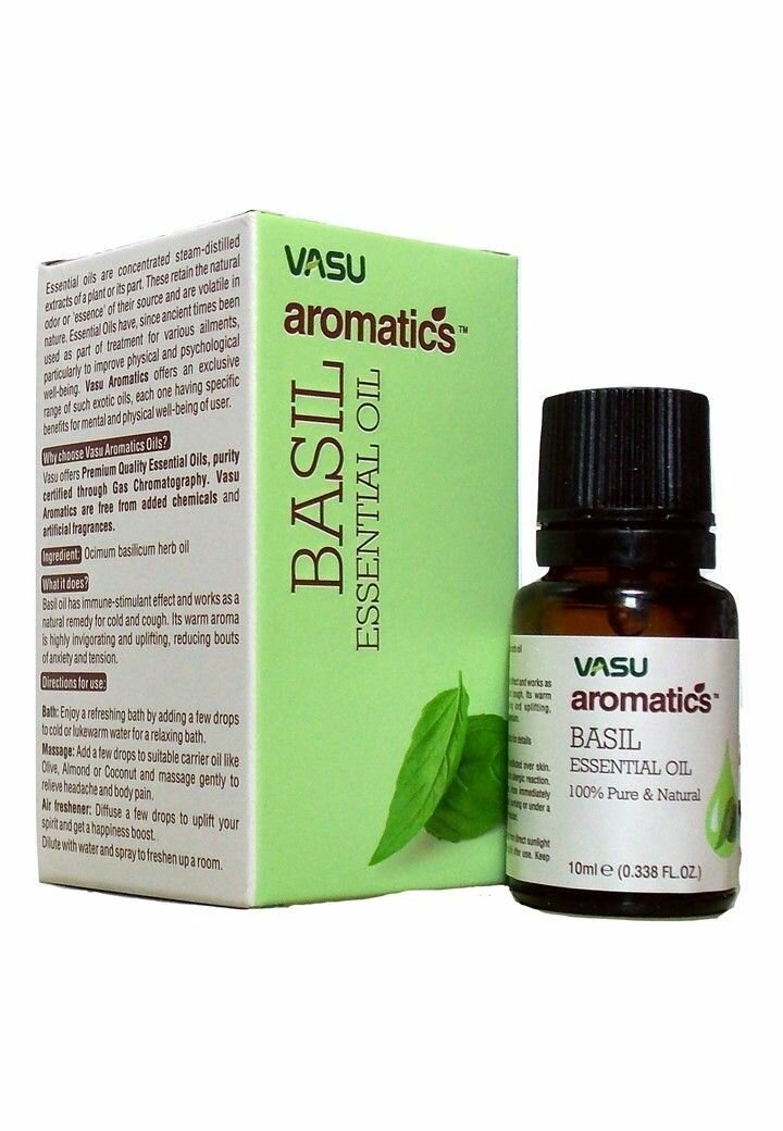 BASIL Essential Oil, 100% Pure & Natural, Vasu (базилик Эфирное масло, 100% чистое и натуральное, Васу), 10 мл.