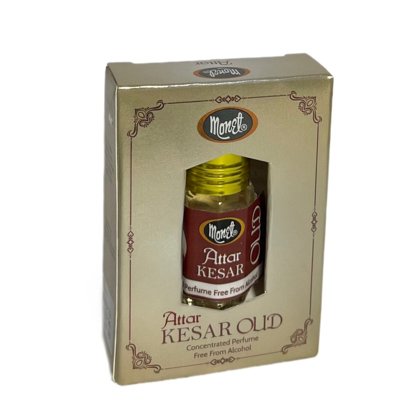 Attar KESAR OUD, Free From Alcohol, Monet (Аттар шафран УД, масляные индийские духи, Моне), ролик, 3 мл.