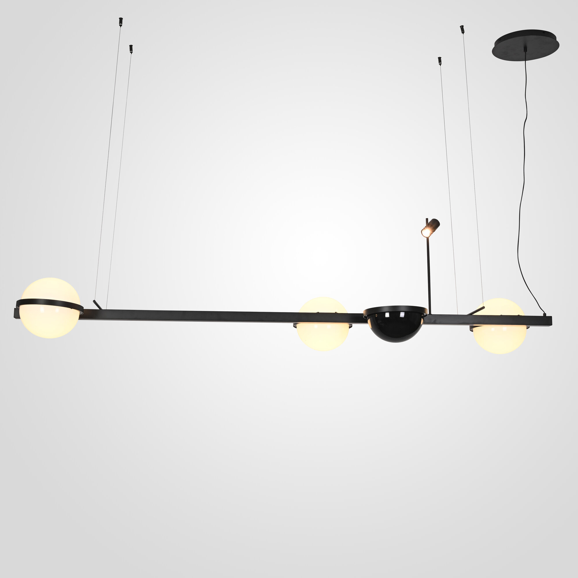 Реечный подвесной светильник PALMA Wall lamp 3 шара + 1 вазон горизонтальная