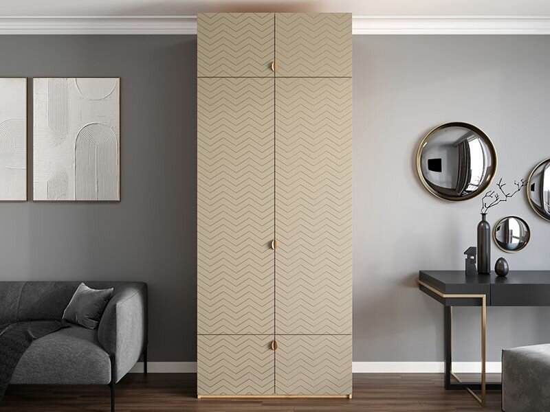 Шкаф распашной для одежды "Гринвич" 100х250х55 Дуб крафт золото / Мокко