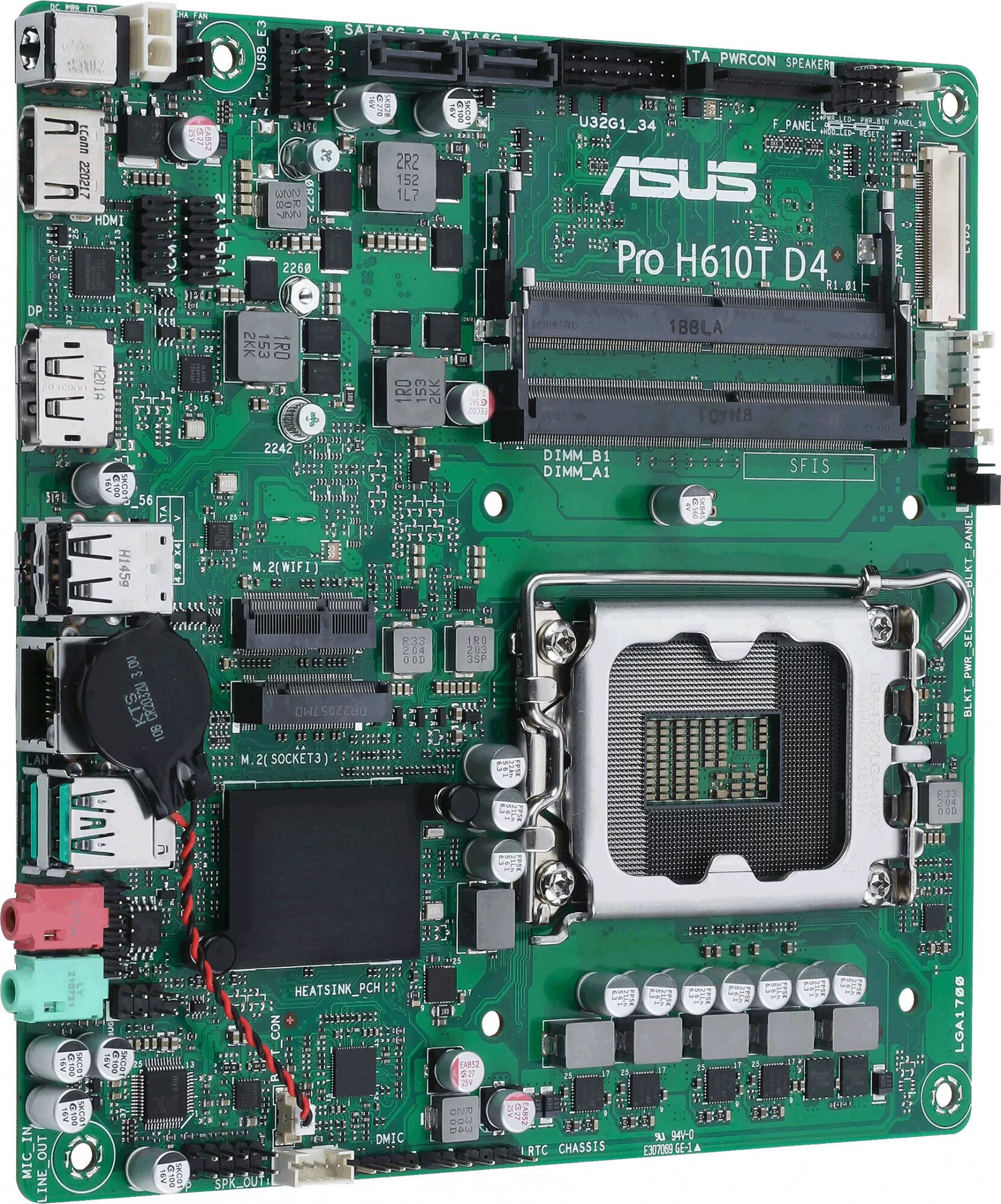 Материнская плата Soc-1700 Asus PRO H610T D4-CSM (2хDDR4, mini-ITX)