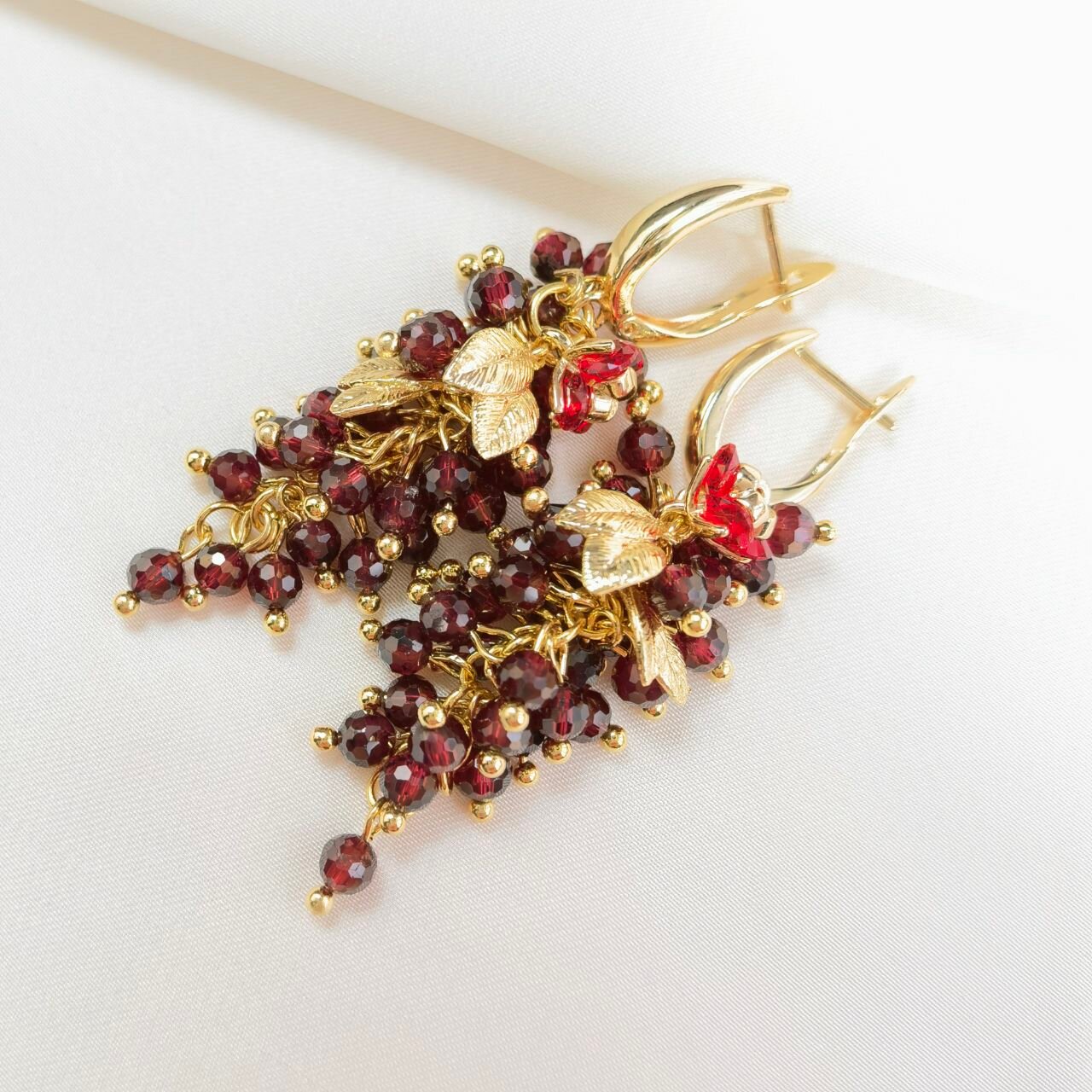 Серьги, гранат