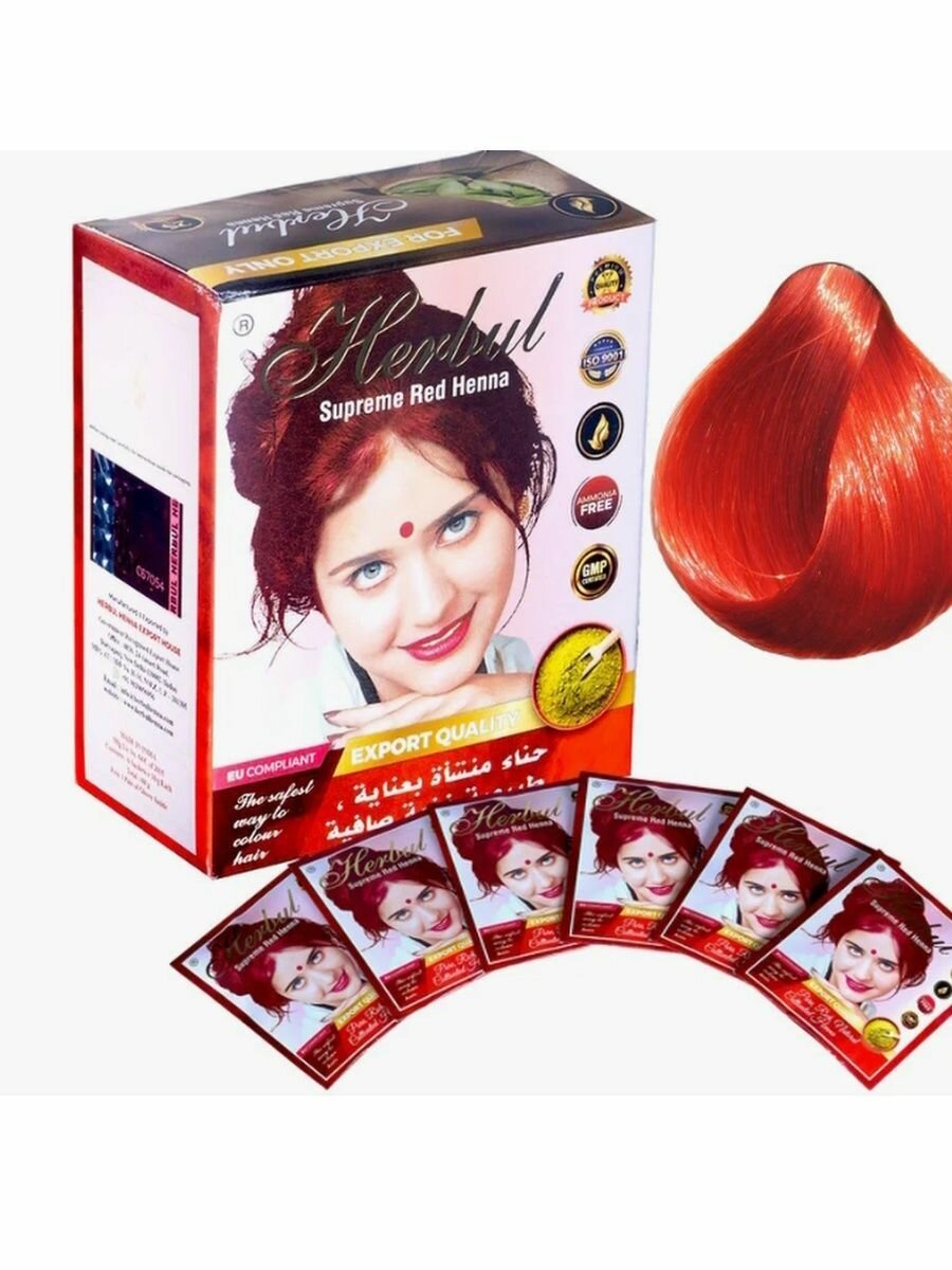 Краска для волос на основе хны (RED) Красный 10 г * 6