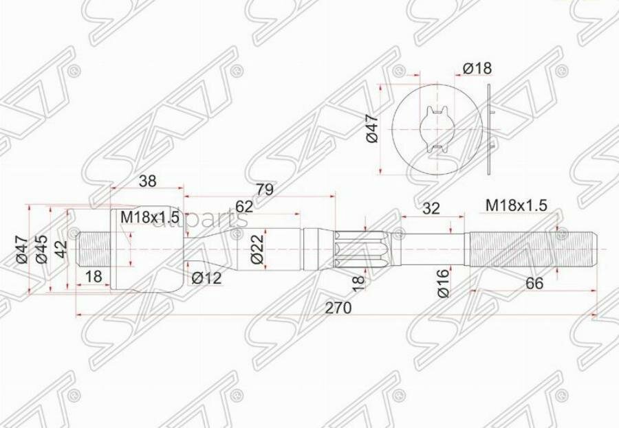 SAT ST-45503-29425 Рулевая тяга Toyota Corolla (E150, E180) 06-19 / Aurion 06-12