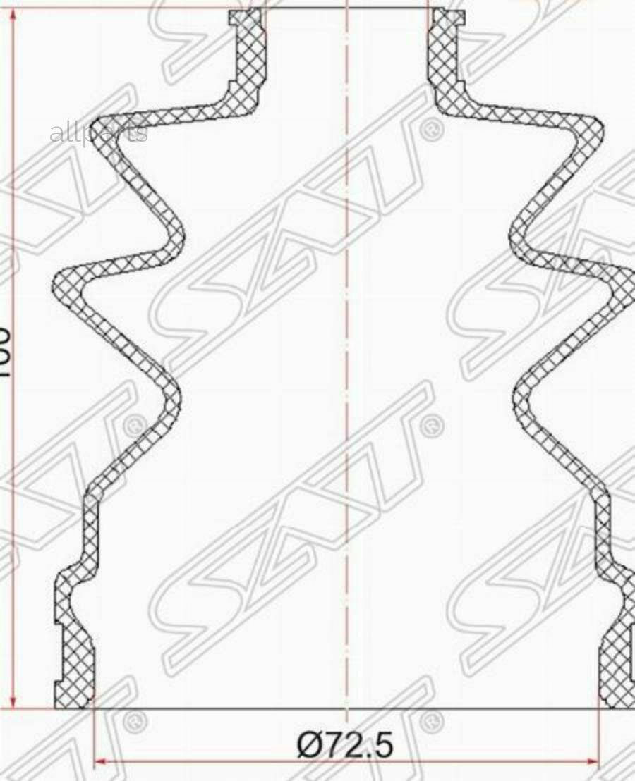 SAT C-1046 Пыльник шруса наружный HONDA CR-V 11-/внутр NISSAN ALMERA N16 00-02/SUNNY 98-04 (2 хомута. резина)