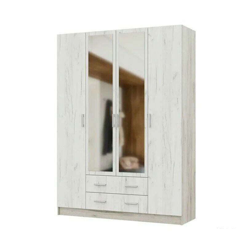 Шкаф четырехдверный ШК 602 М «Гармония», крафт серый/крафт белый (1600х500х2200)