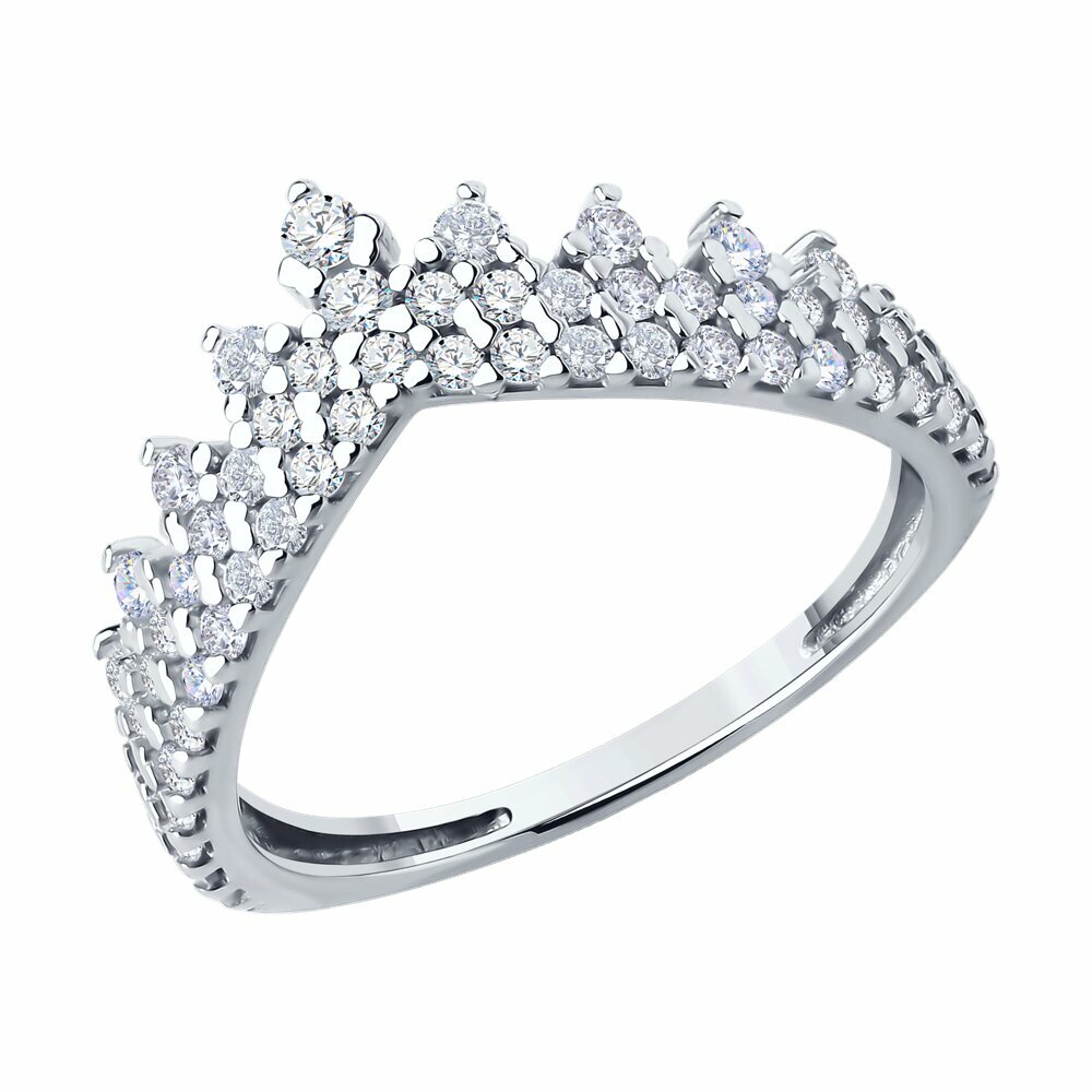 Кольцо, серебро, 925 проба, родирование, фианит