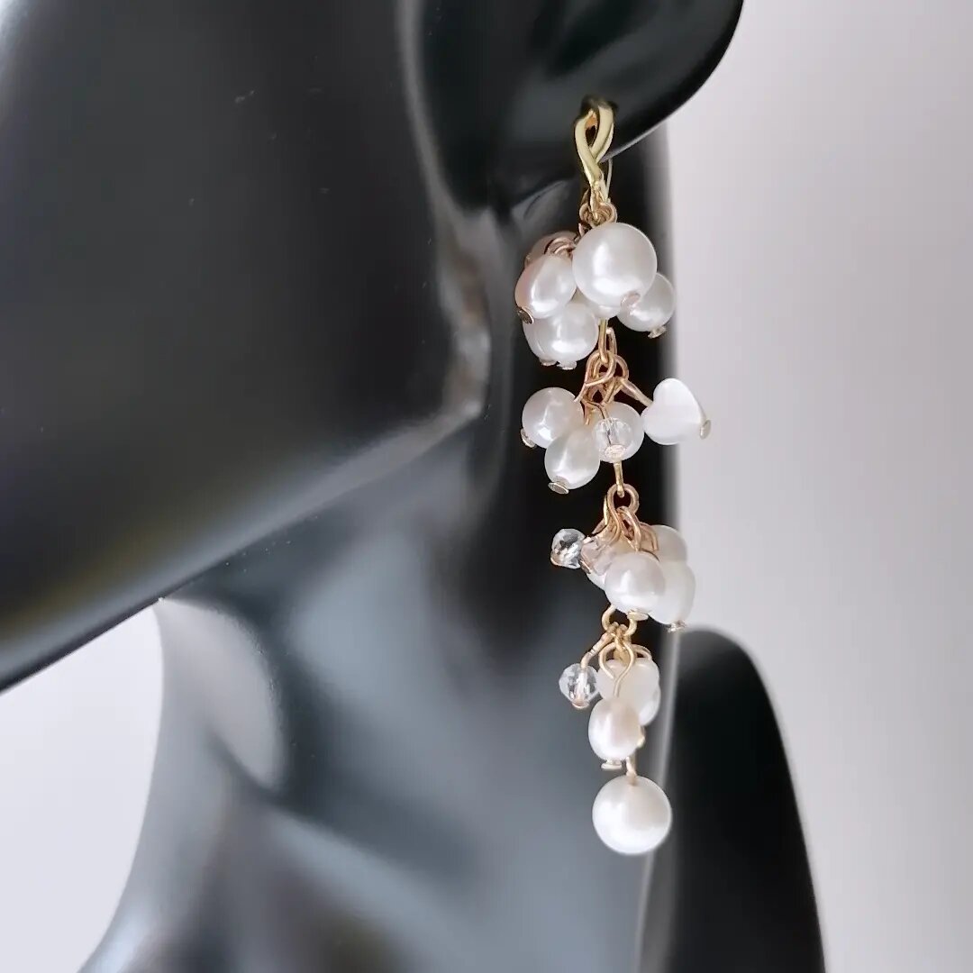 Серьги с подвесками Украшения Адель, хрусталь, жемчуг культивированный, жемчуг имитация, перламутр