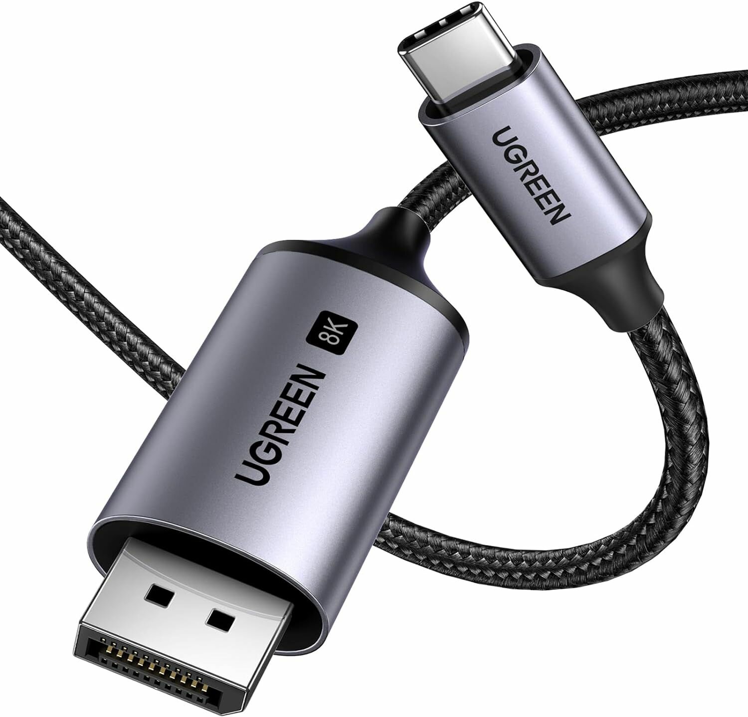 Кабель UGREEN (25157) USB-C to DisplayPort 8K Cable. Длина: 1 м. Цвет: серебристый